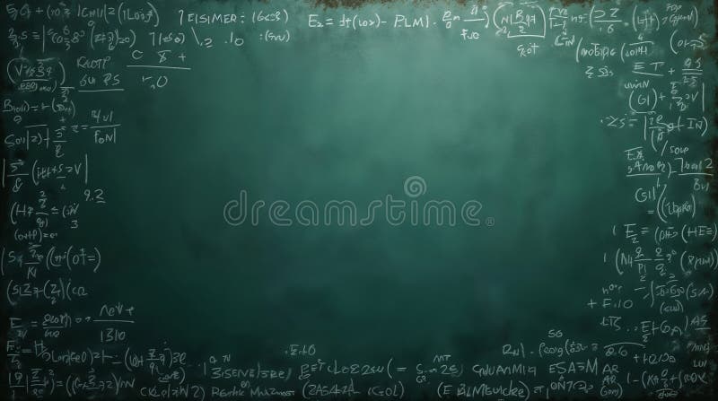 Green Chalkboard Filled with White Chalk Mathematical Formulas Stock ...
