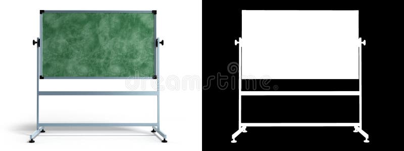 Green Chalkboard with Metal Frame 3d Render on White with Alpha Stock ...