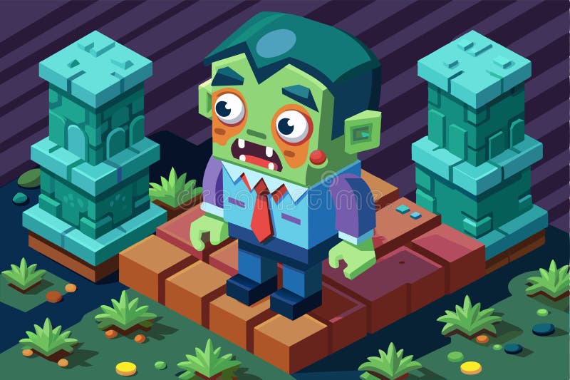 A Green Character in a Suit Appears Scared, Standing on a Platform ...