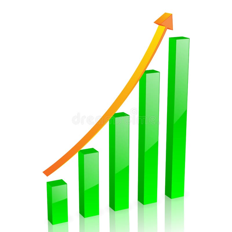 Green Bar Chart Business Growth with Rising Up Arrow Stock Illustration ...