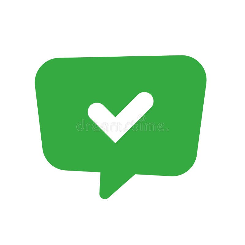 Green Chat Bubble with Checkmark Icon. Speech Bubble with Check Mark ...