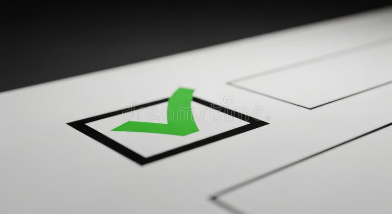 Green Check Mark in a Black Box Symbolizing Completion or Success Stock ...