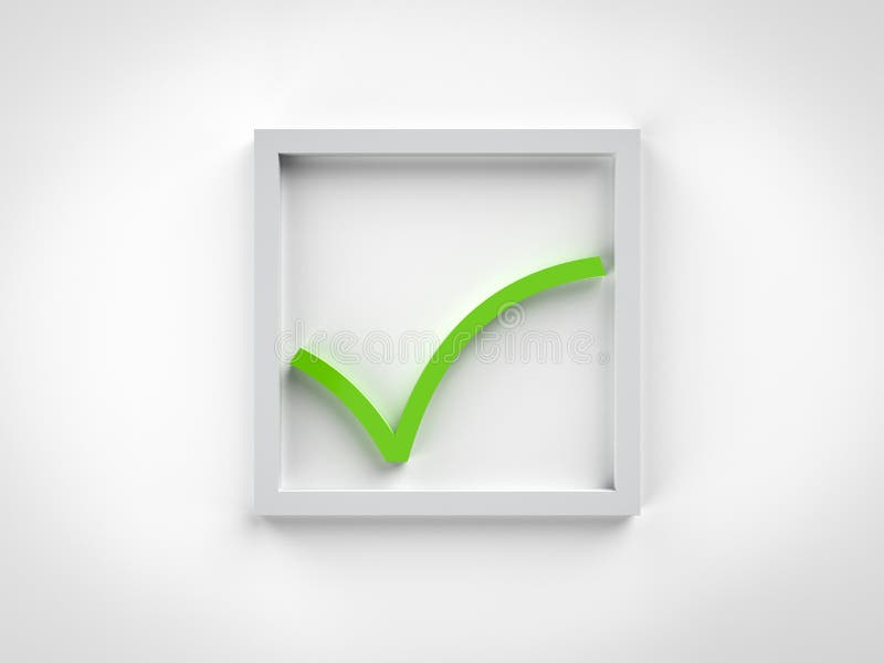 Green Check Mark in Box Sign Stock Illustration - Illustration of sign ...