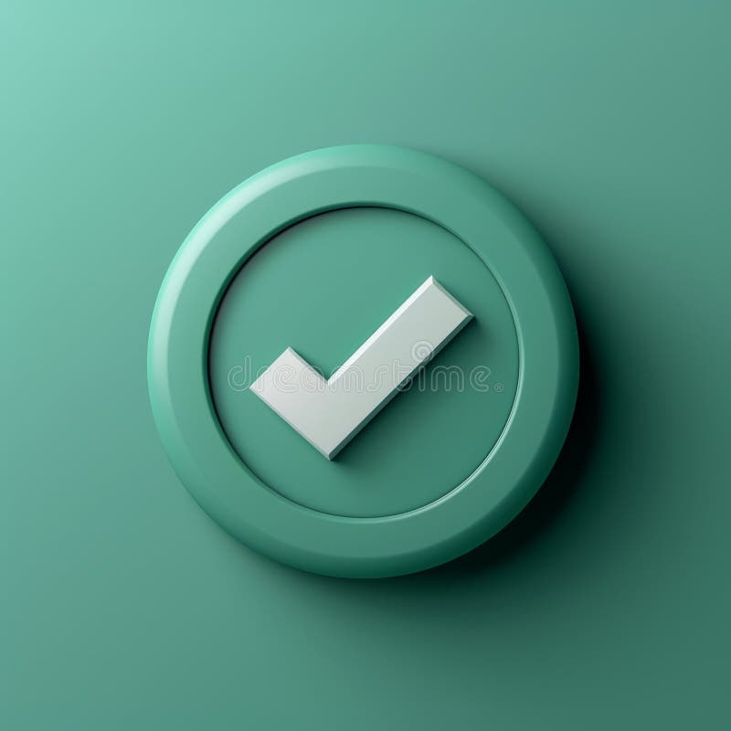 Green Check Mark Button on Turquoise Background. Stock Illustration ...