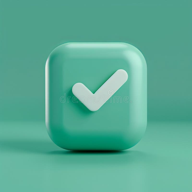 Green Check Mark Button on Turquoise Background. Stock Illustration ...