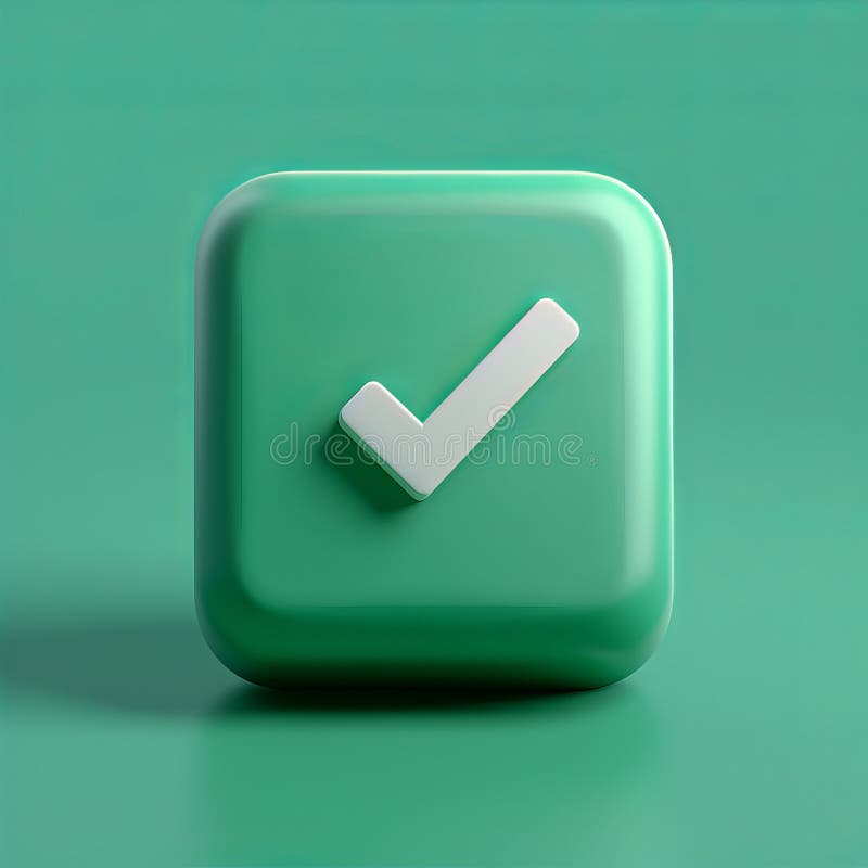Green Check Mark Button on Turquoise Background. Stock Illustration ...