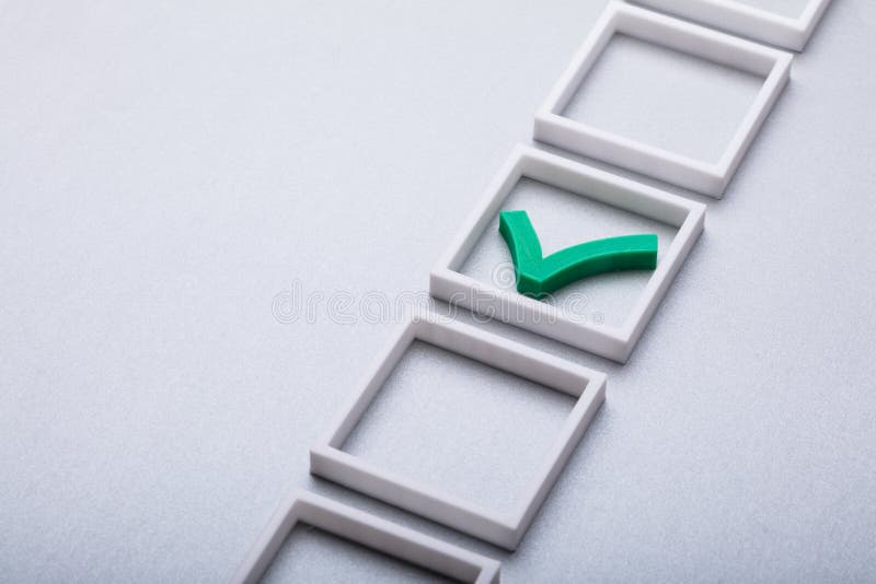 Green Check Mark in Checkbox Stock Image - Image of correct, indoors ...