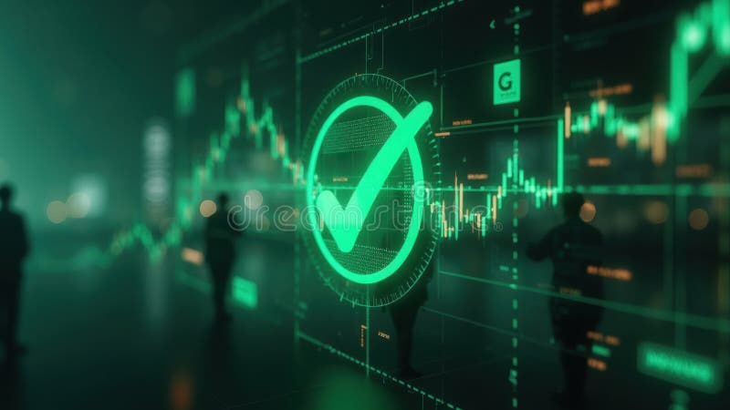 Green Check Mark is Displayed on a Computer Screen Stock Photo - Image ...