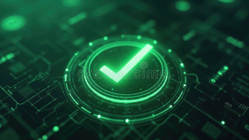 Green Check Mark is Displayed on a Computer Screen Stock Photo - Image ...