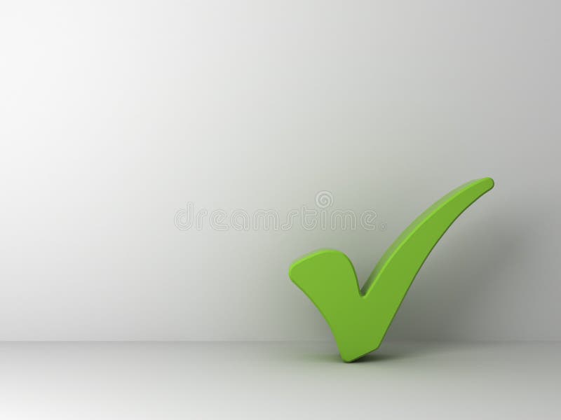 Green Check Mark on Empty White Wall Stock Illustration - Illustration ...