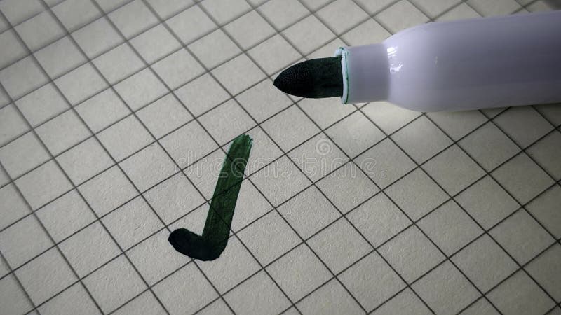 Green Check Mark and Red "X" on Graph Paper with Markers Stock Photo ...