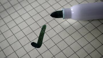 Green Check Mark on Graph Paper Stock Image - Image of paper, success ...