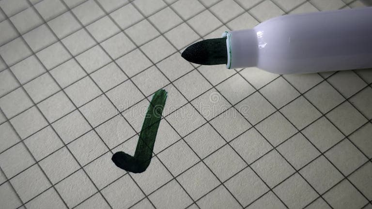 Green Check Mark on Graph Paper Stock Image - Image of paper, success ...