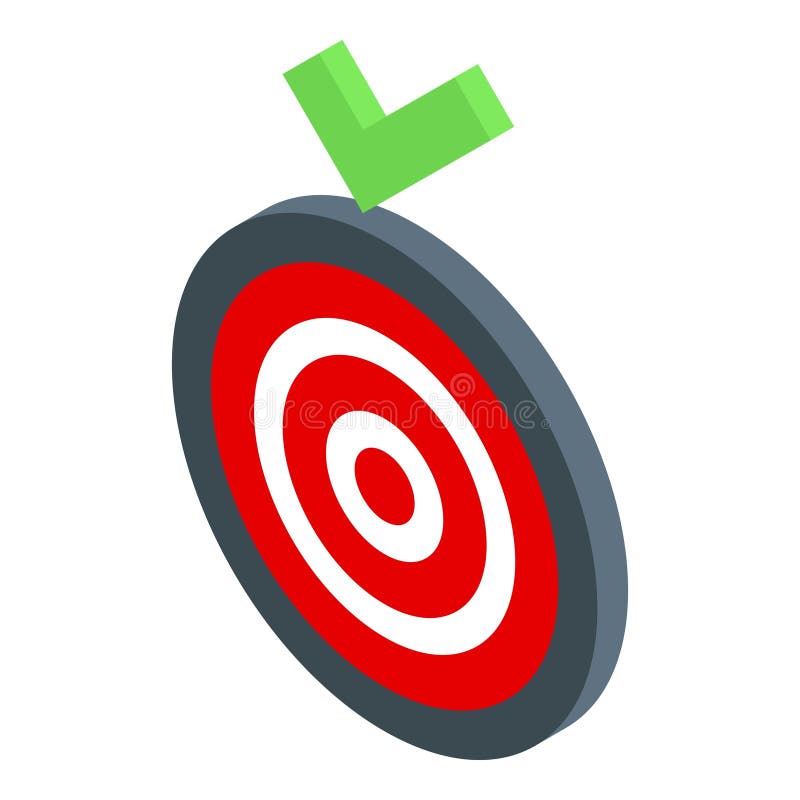 Green Check Mark Hovering Over Red Target on White Background Stock ...