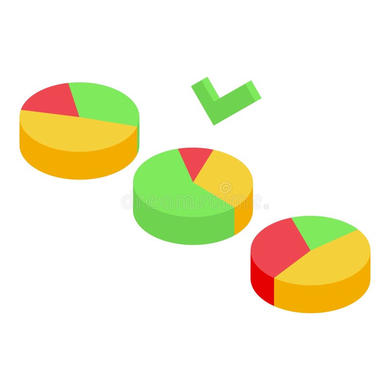 Green Check Mark Hovering Over Three Multicolored Pie Charts ...