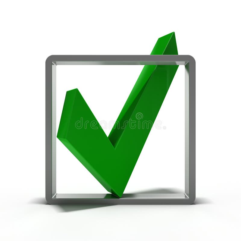 Green Check Mark Icon. 3D Render Stock Illustration - Illustration of ...