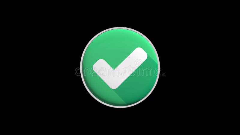Green Check Mark Icon Loop with Alpha Channel 4K Stock Video - Video of ...