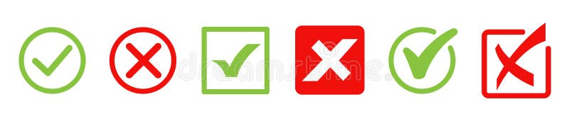 Green Check Mark Icon and Red Cross Mark. Flat and Modern Checkmark ...
