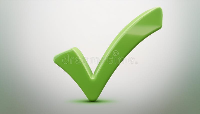 Green Check Mark Icon. Symbol of Approval. 3D Rendering, Modern ...
