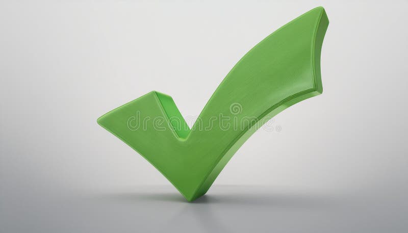 Green Check Mark Icon. Symbol of Approval. 3D Rendering, Modern ...