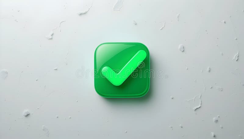 Green Check Mark Icon on Textured White Background Showing Approval ...