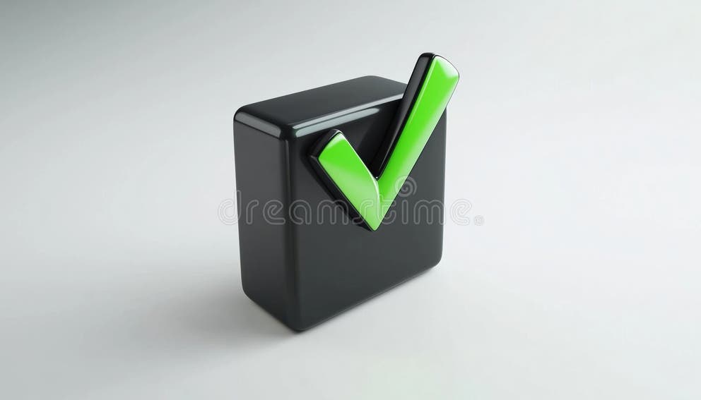 Green Check Mark Inside a Black Check Box on a White Background Stock ...