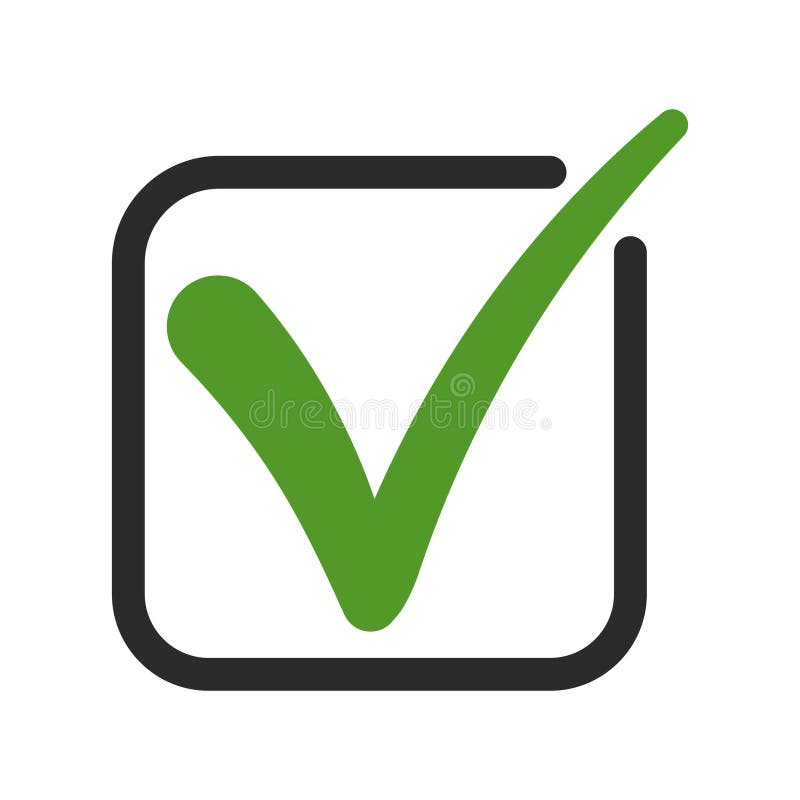 Green Check Mark Inside Black Square Box Symbol Wahlen Vektor Abbildung ...