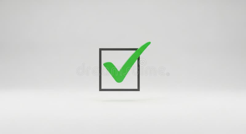 Green Check Mark Inside a Square Box on a Clean White Background Stock ...