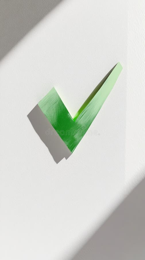 Green Check Mark on a Light Background, Minimalistic Concept Stock ...