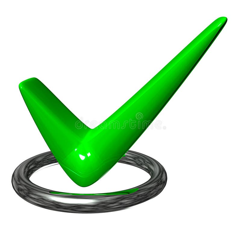 Green Check Mark in the Metal Ring Stock Illustration - Illustration of ...