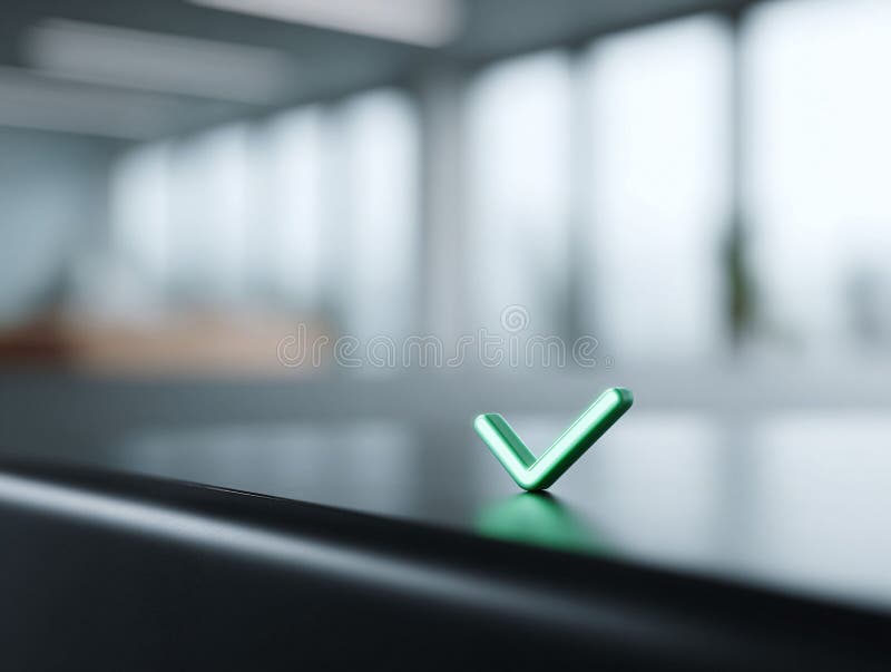 Green Check Mark on a Modern Desk Surface, Symbolizing Approval ...