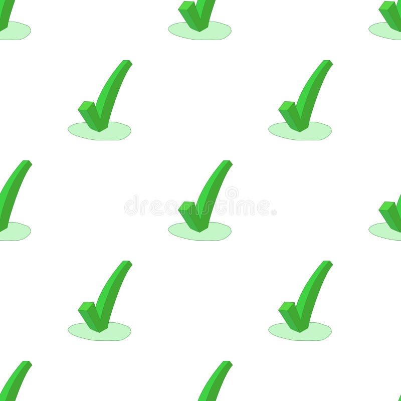Green Check Mark Icon, Cartoon Style Stock Illustration - Illustration ...