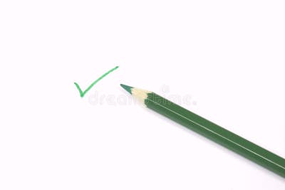 Green Check Mark and Pencil Stock Photo - Image of choice, white: 8548602
