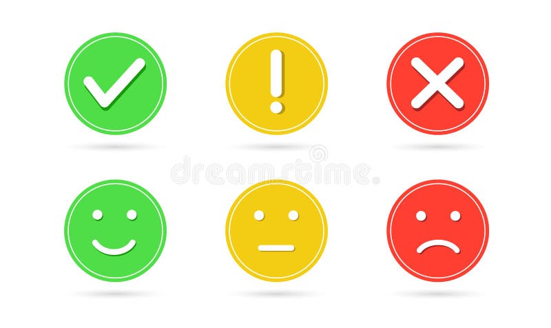 Green Check Mark and Red Cross Button. Exclamation Mark. Face Smile ...