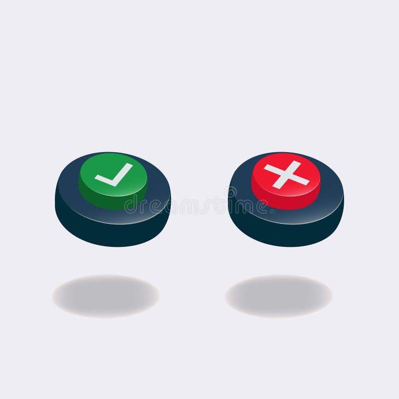 Green Check Mark and Red Cross Button Vector Illustration Stock Vector ...