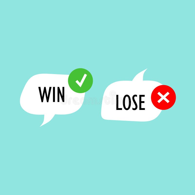 Green Check Mark and Red Cross Color Element. Win, Lose Vector Icon ...