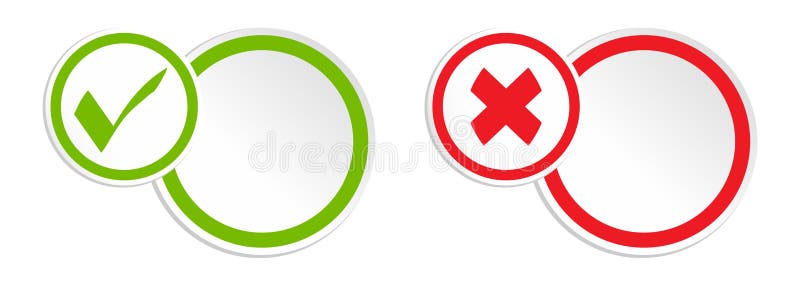 Green Check Mark and Red Cross Icon Stock Vector - Illustration of ...