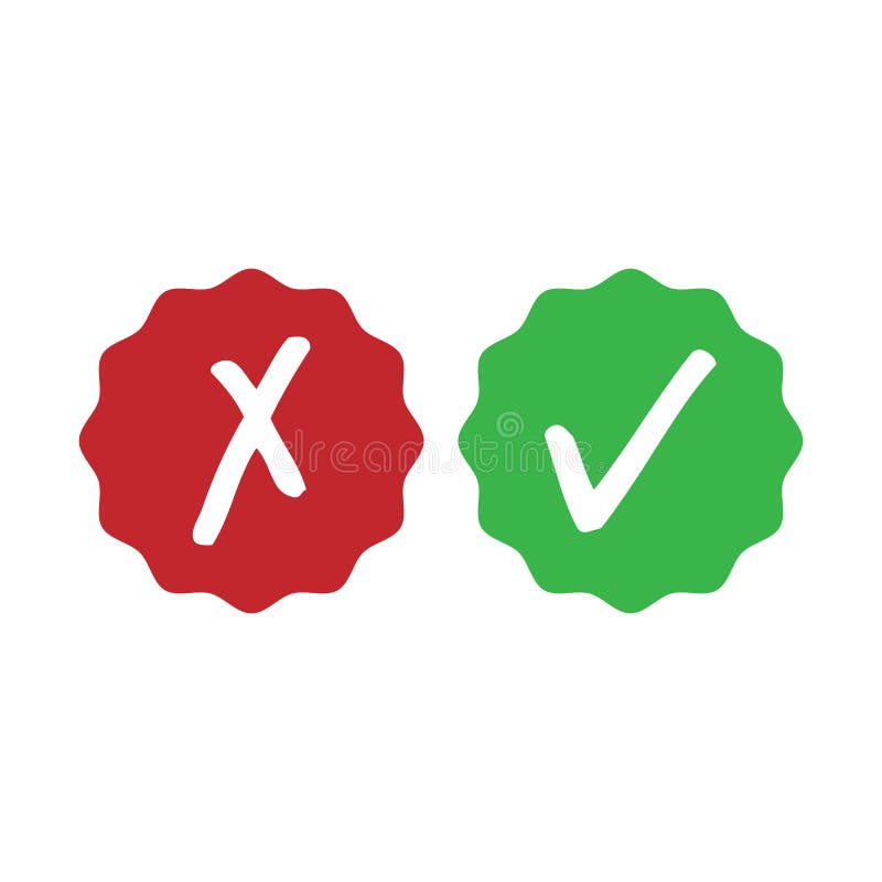 Green Check Mark and Red Cross - Isolated Vector Illustration Stock ...