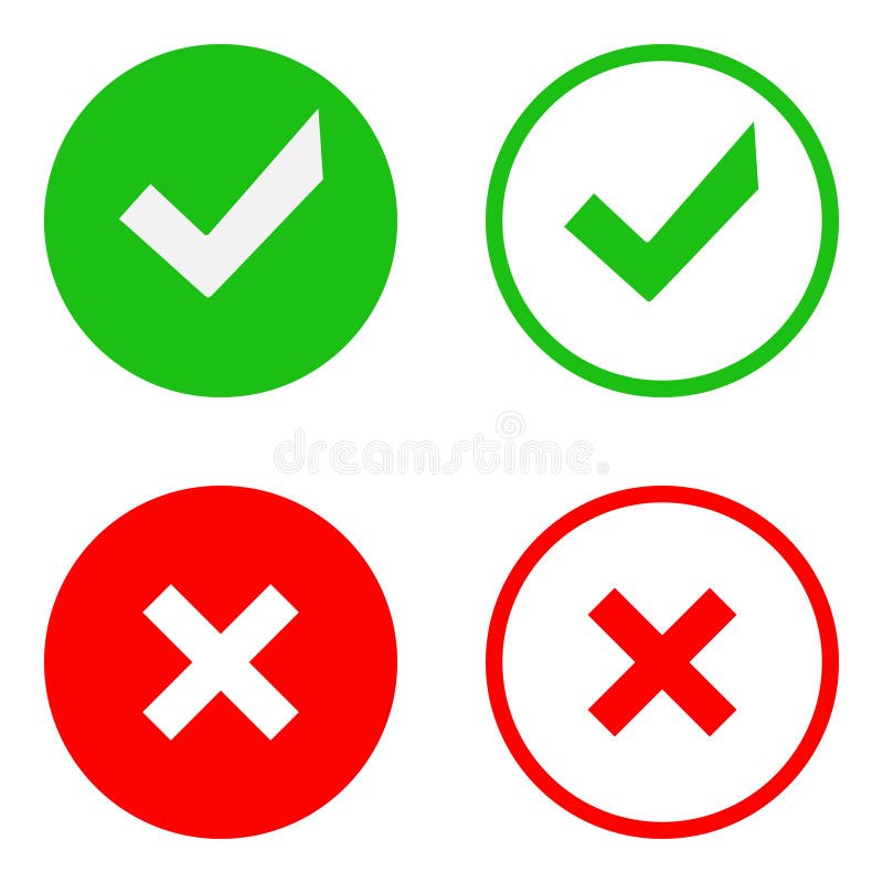Green Check Mark and Red Cross Mark. Validation and Refusal Icons Stock ...