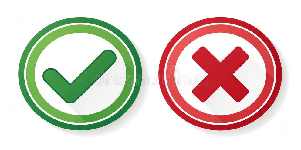 Green Check Mark and Red X Icon Set, Approval, Rejection Stock ...
