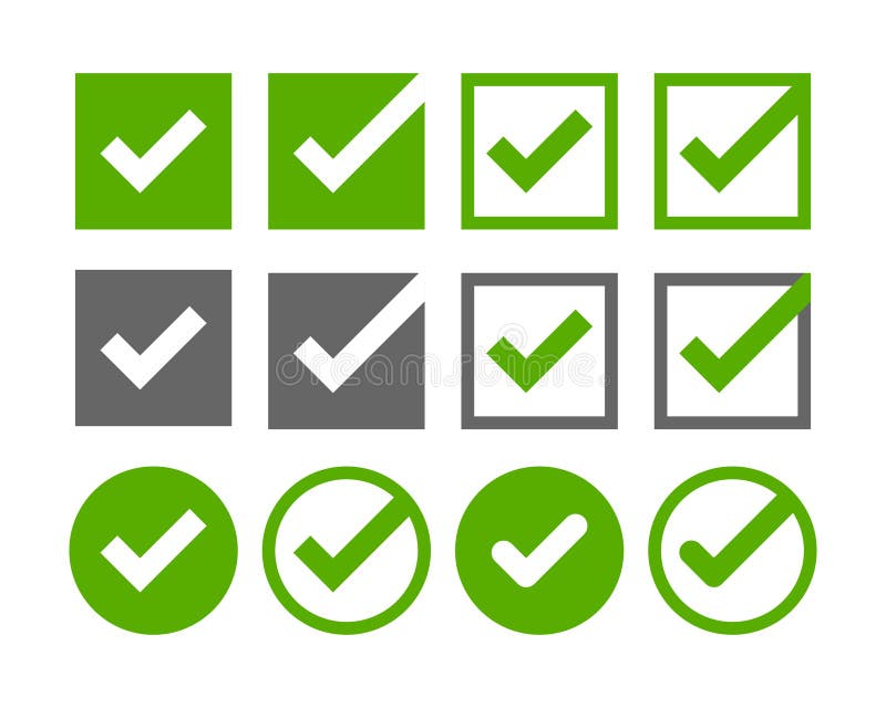 Green Check Mark Sign Vector Icon on a White Background. Check Mark ...
