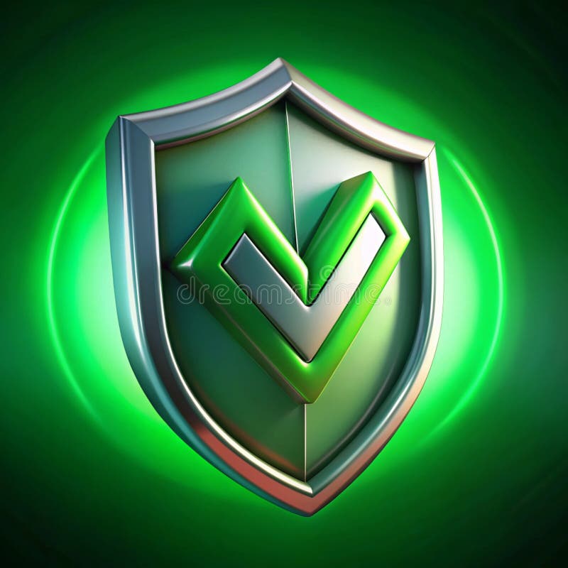Green Check Mark on a Silver Shield Stock Vector - Illustration of ...