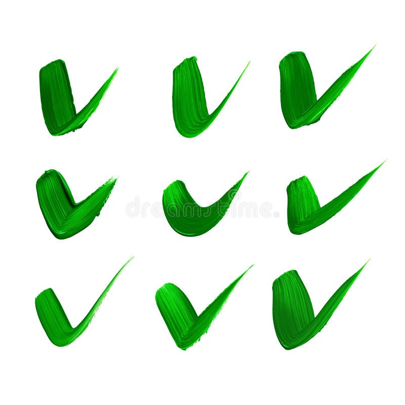 Green Check Mark Symbols Isolated on White Background Stock ...
