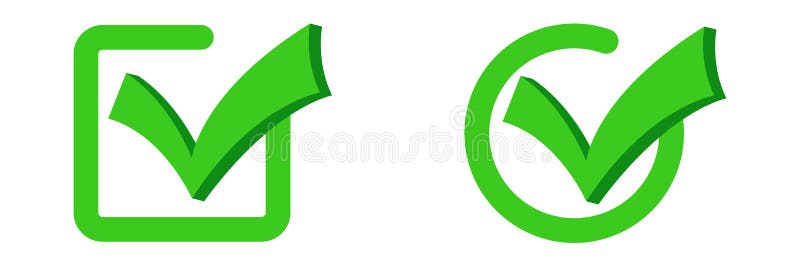 Green Check Mark Symbols in Square and Circle Shapes Stock Vector ...