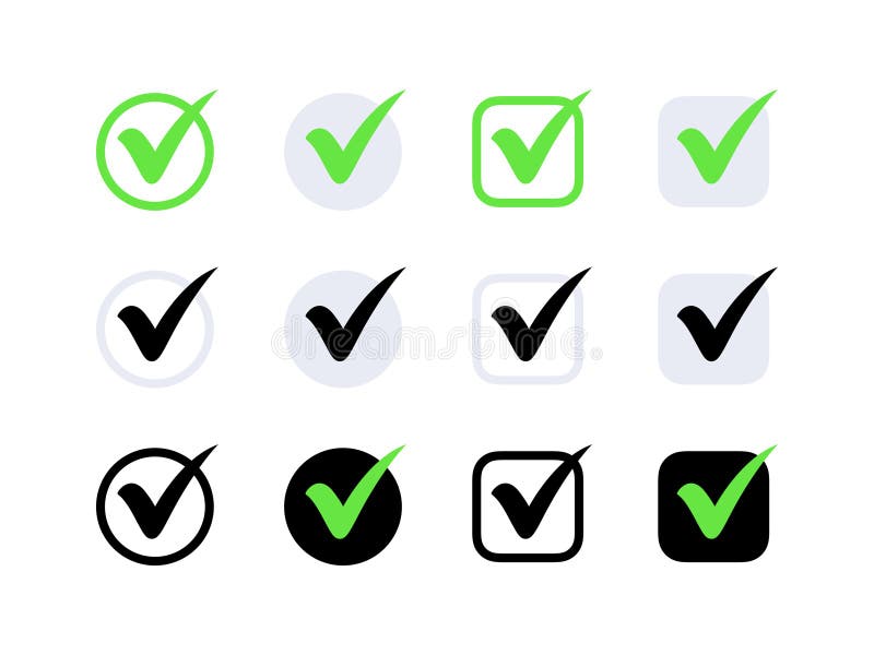 Green Check Mark. Tick Symbols Stock Illustration - Illustration of ...