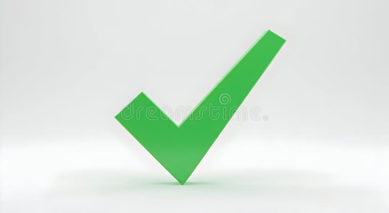 Green Check Mark on White Background Confirming Completion Stock ...