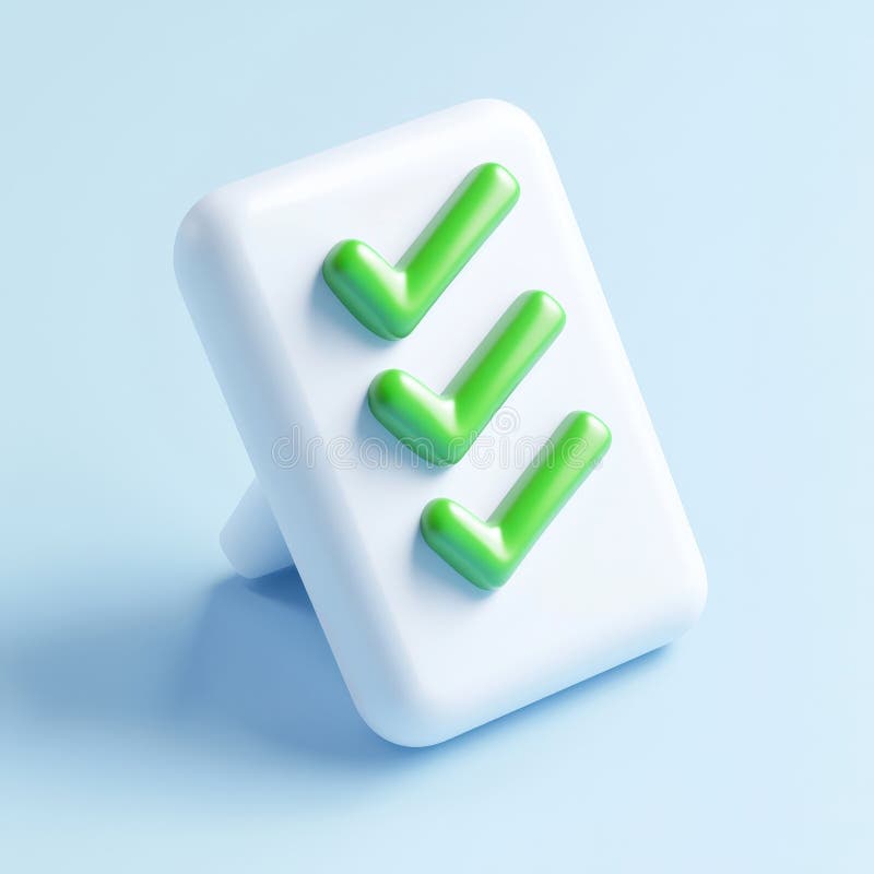 Green Check Marks on Document Icon Stock Illustration - Illustration of ...