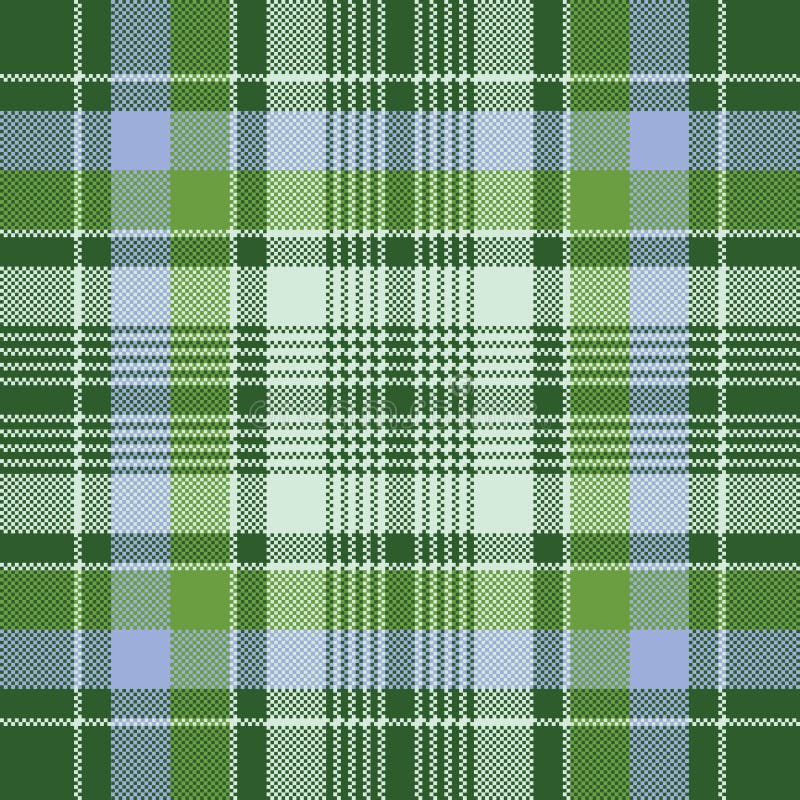 Green Check Plaid Fabric Texture Pixel Seamless Pattern Stock Vector ...