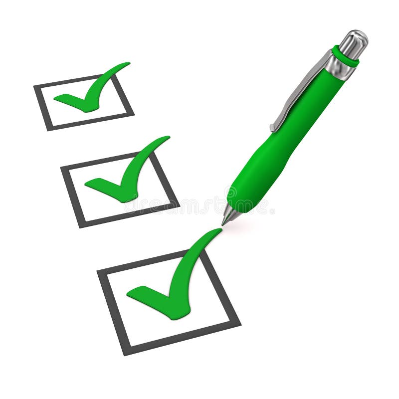 Green tick checkbox stock illustration. Illustration of questionnaire ...