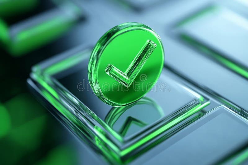 Green Checkmark in Checkbox on Digital Form Indicating Completion and ...